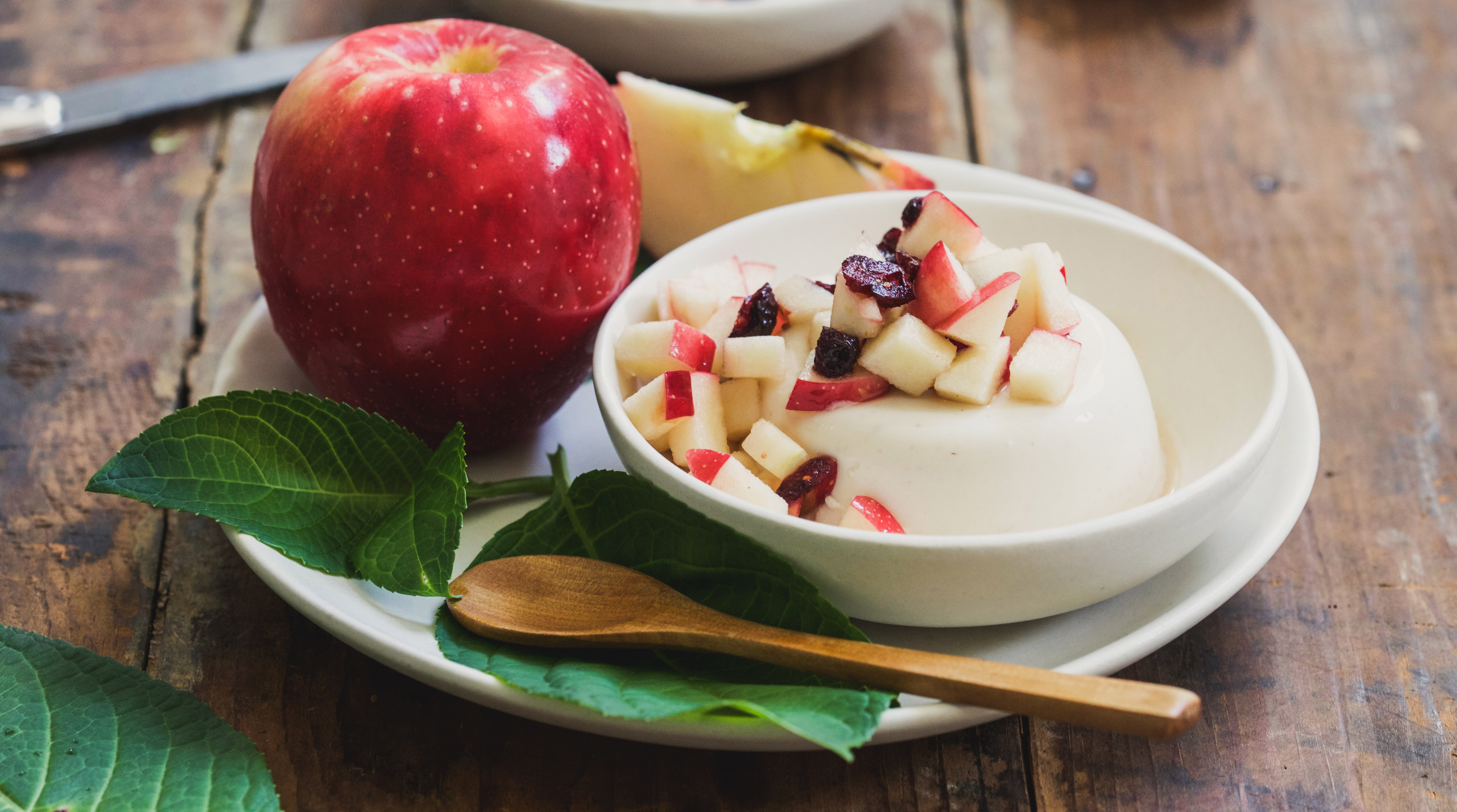 Greek Yogurt Panna Cotta with SweeTango Apple Cranberry Relish